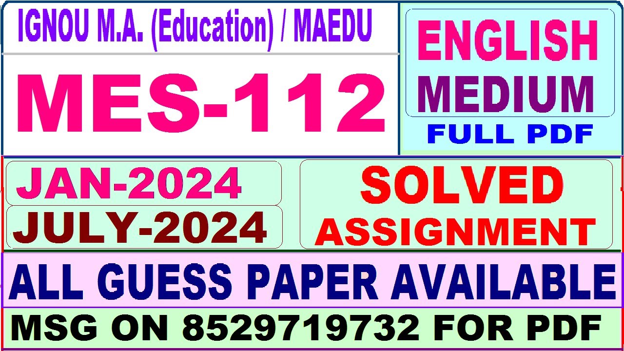 MES 112 solved assignment 2024 / mes 112 solved assignment 2024 in English / MAEDU mes 112 2024 ...