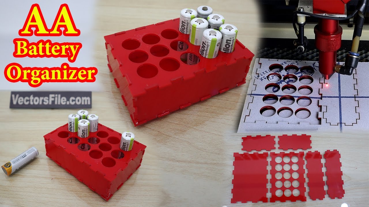 Laser Cut AA Battery Acrylic Box | How to make CNC Laser Cutting AA ...