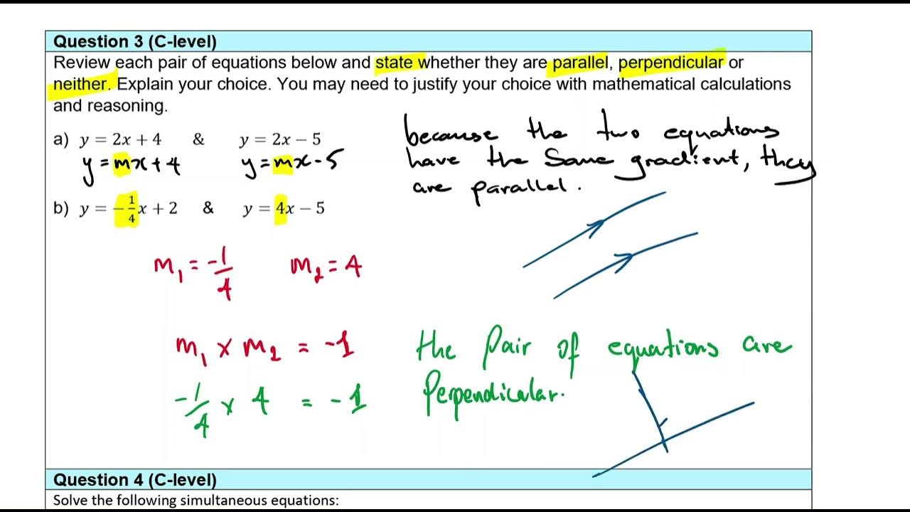 Plotting linear graphs, creating linear equations, proving parallel/perpendicular - YouTube