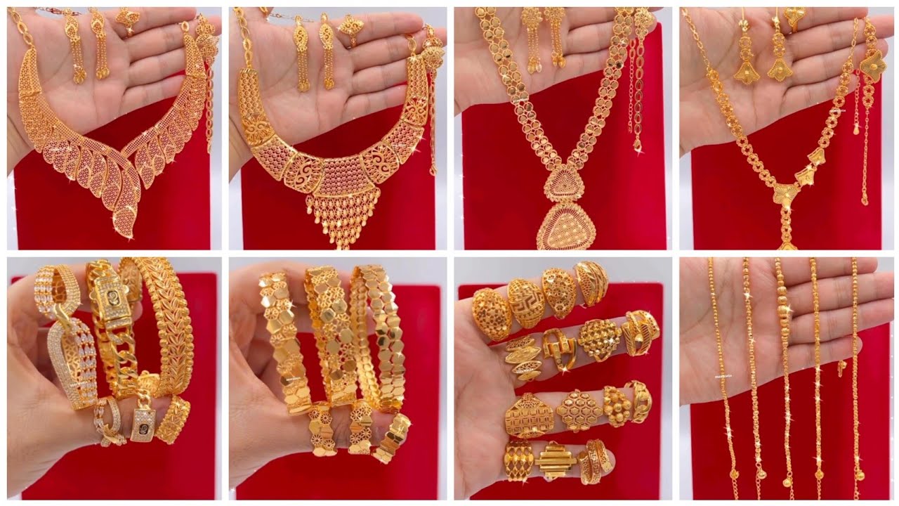 New Gold necklace designs with weight/latest collection/gold bracelet ...
