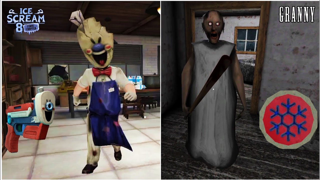 Ice Scream 8 Using Rod Freeze Gun vs Granny Using Freeze Trap - YouTube