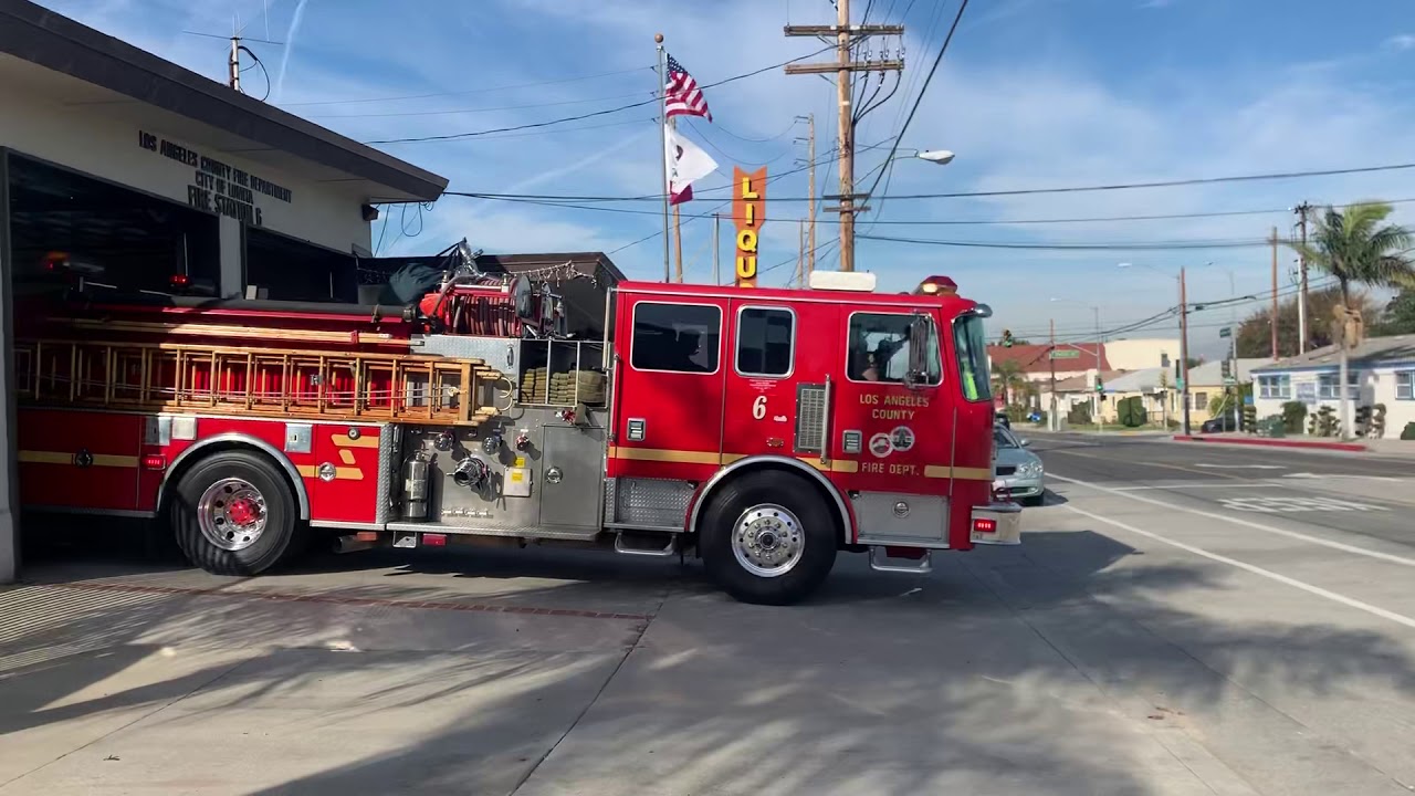LACoFD Engine and Squad 6 responding - YouTube
