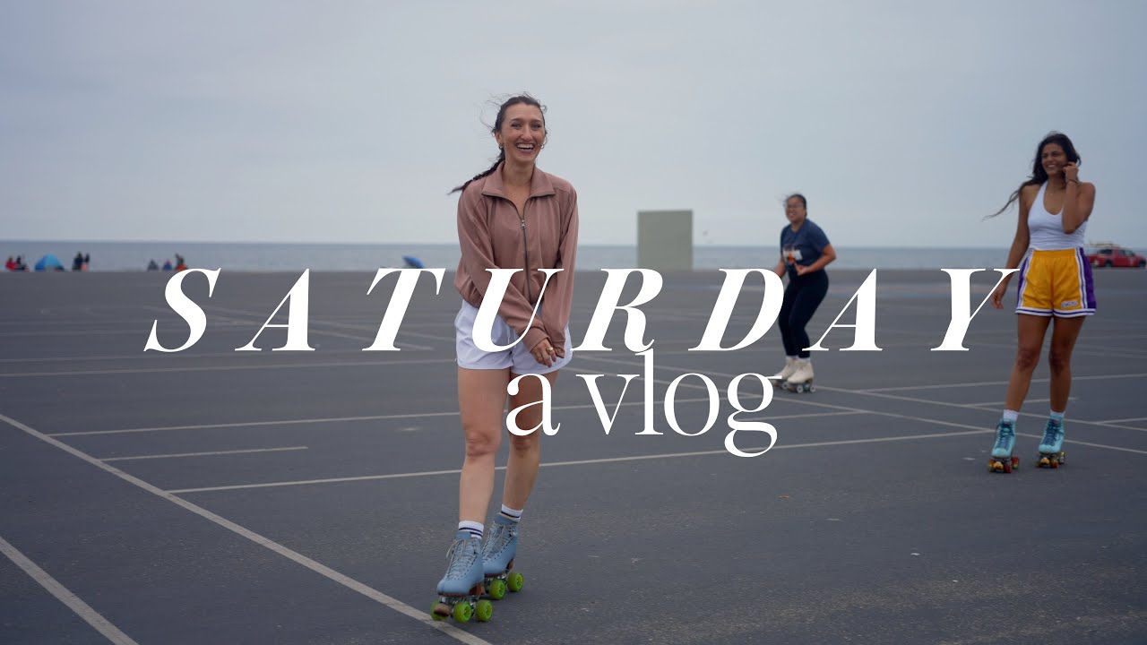 Spend a Saturday With Me: rollerskating at the beach, time with friends, and great food! - YouTube