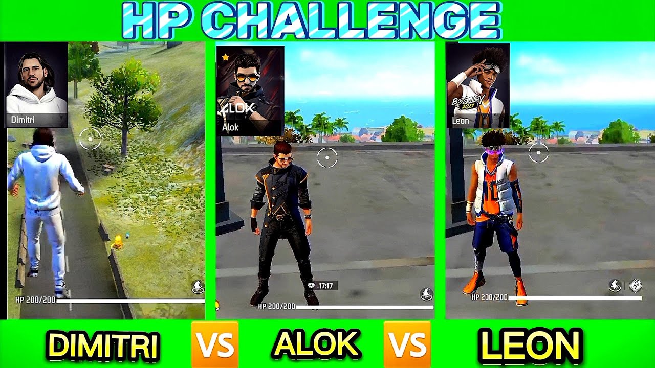 DIMITRI 🆚️ ALOK 🆚️ LEON CHARACTER ABILITY TEST 🚀🚀FREE FIRE CHARACTER 🔥 ...