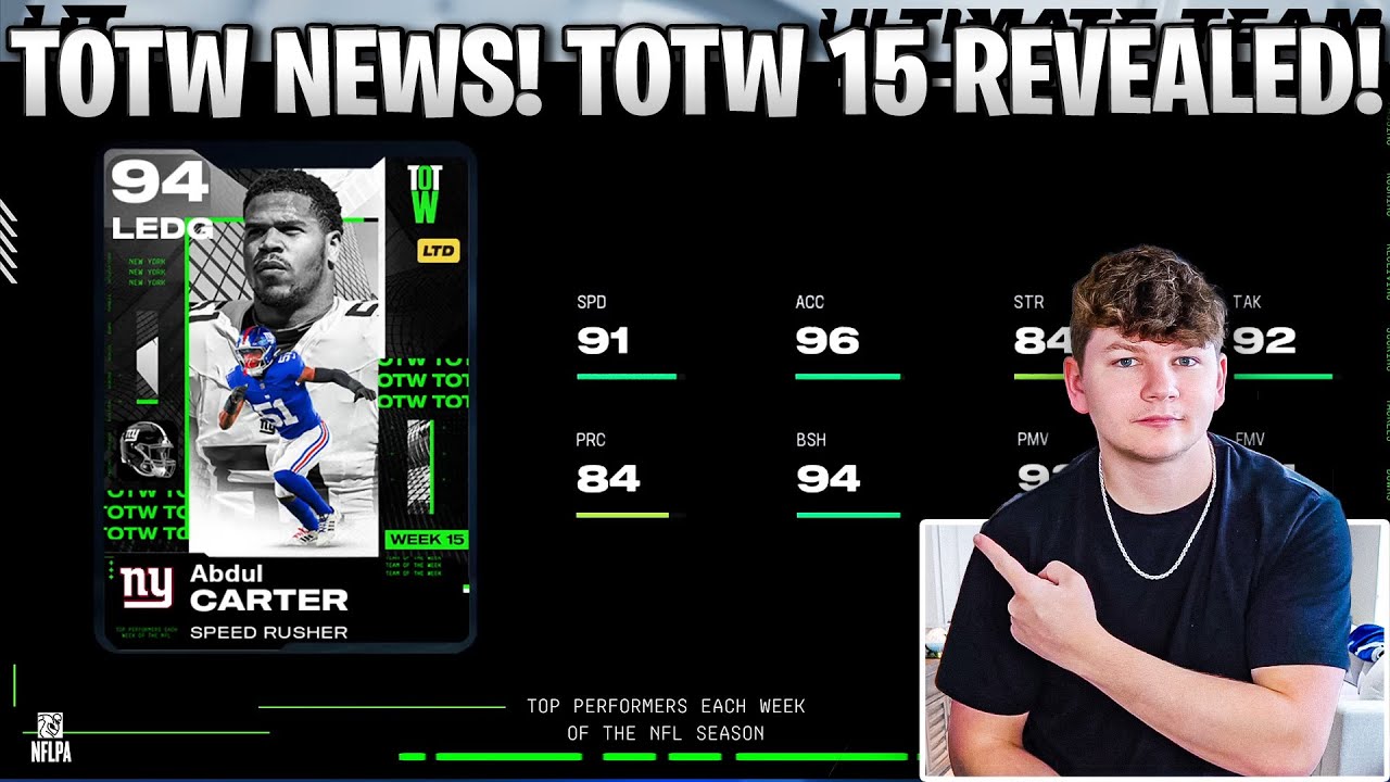 TOTW NEWS! TOTW WEEK 15 REVEALED! 94 ABDUL CARTER, TREVOR, AND MORE ...