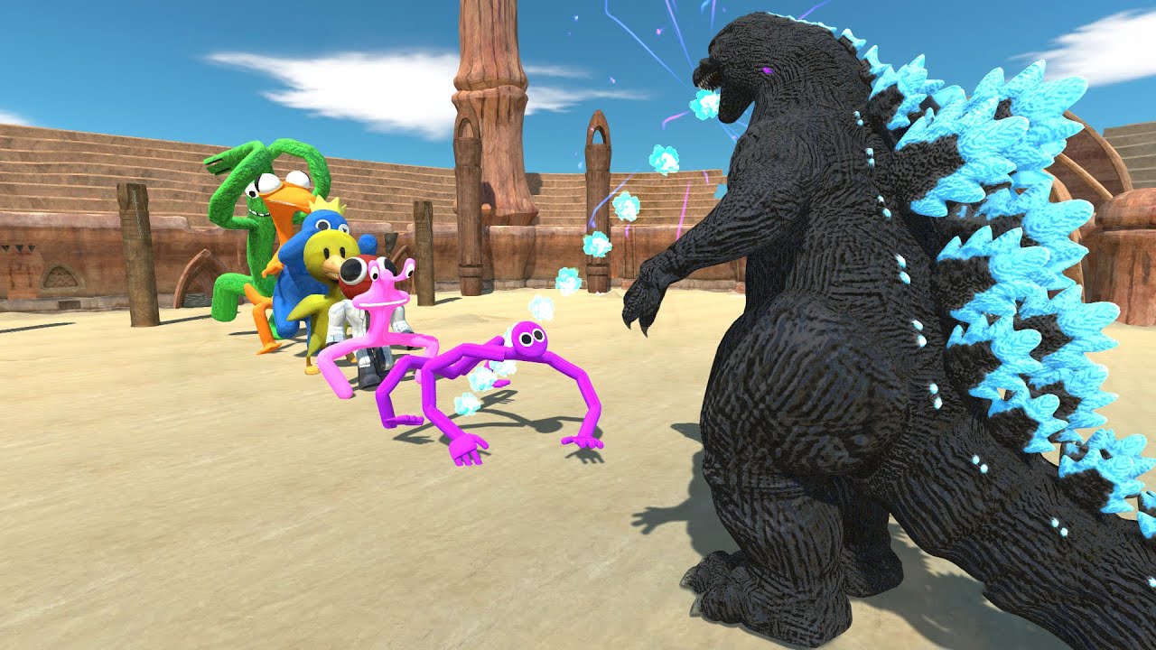 X7 Rainbow Friends vs Heisei Godzilla - Animal Revolt Battle Simulator ...