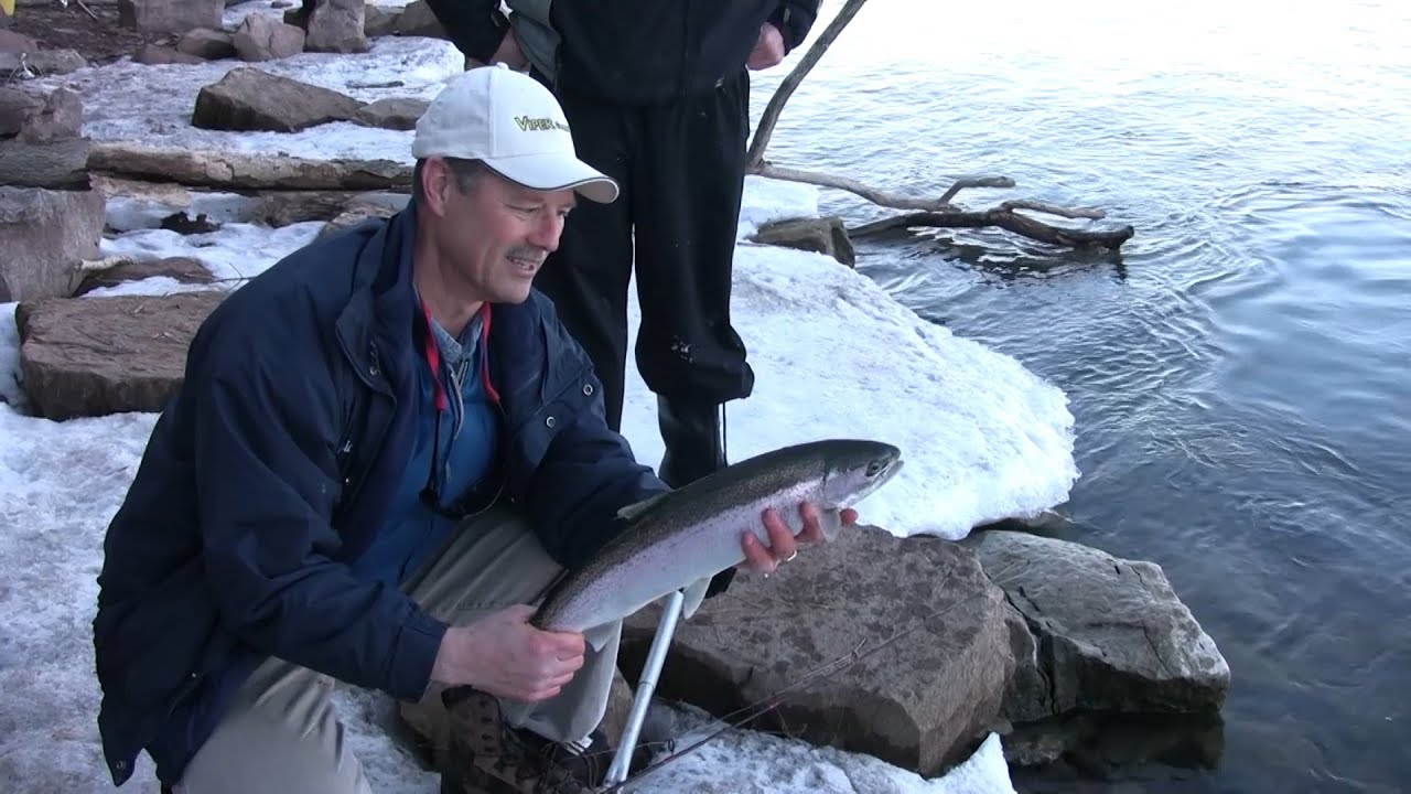 Shoreline Early Spring Lake Trout (Steelhead) - How to Catch Trout from ...