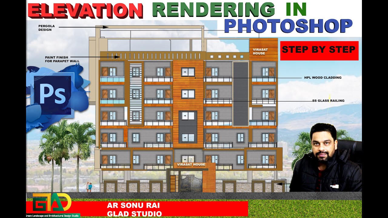 ELEVATION RENDERING IN PHOTOSHOP STEP BY STEP #gladstudioarchitects # ...