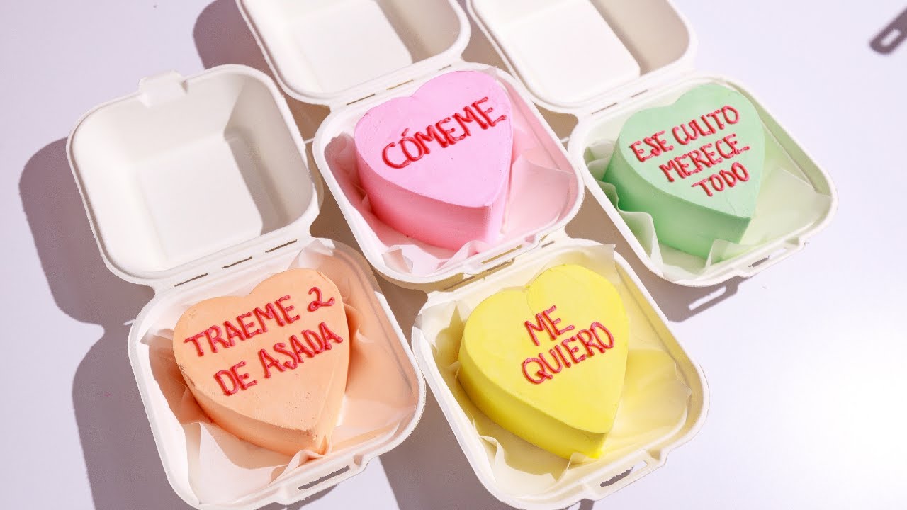 LUNCH BOX CAKES DE CORAZON! PASTELITOS COREANOS PARA SAN VALENTIN - YouTube