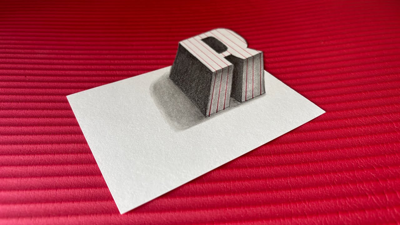 🙀 How to draw 3D Letters | 3D drawing letter R | 3D illusion Art #3d ...