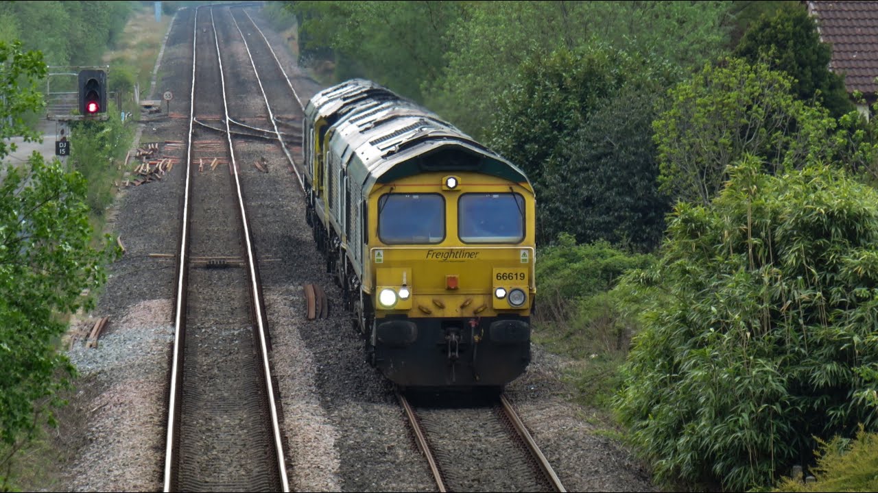 Freightliner Class 66 & 70 No's. 66619 & 66602 & 70010 & 66591 on 0E53 ...