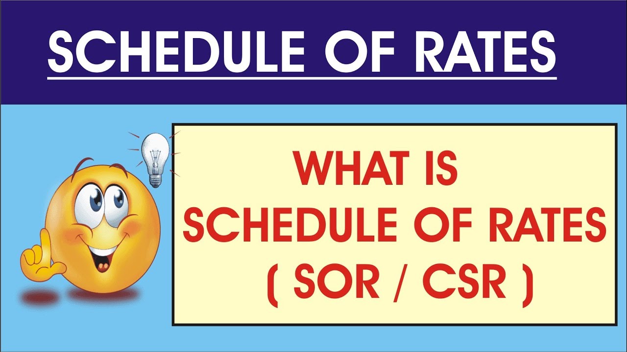Schedule of rates - SOR / CSR - YouTube