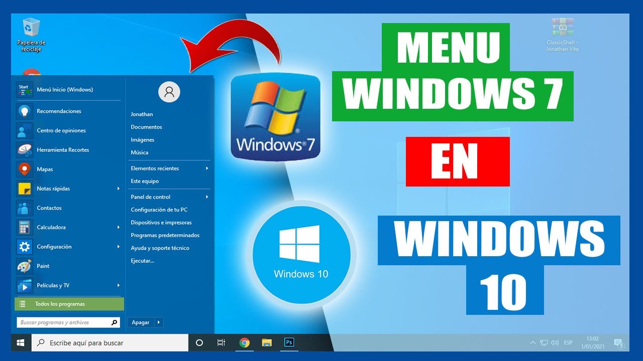 Como poner Menu de Inicio de Windows 7 en Windows 10 💻 - YouTube