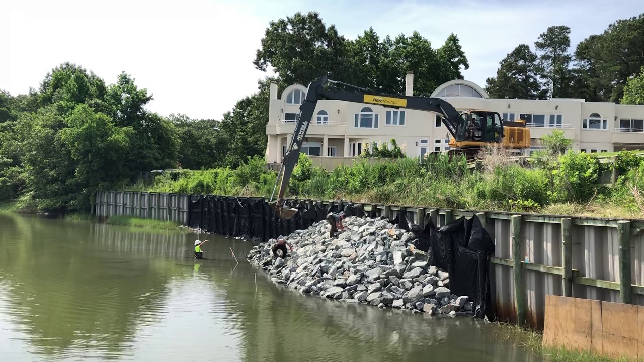 Rip Rap shoring failing bulkhead - YouTube