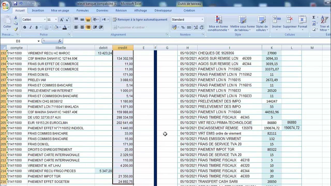 Rapprochement bancaire sur excel automatisé #comptabilité_générale #banque - YouTube