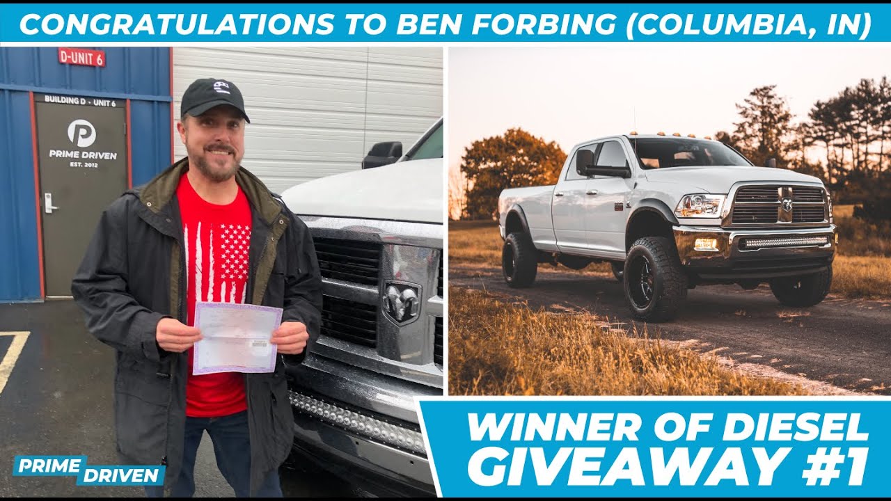PRIME DRIVEN DIESEL 2010 Dodge Ram Cummins Giveaway #1 WINNER! - YouTube