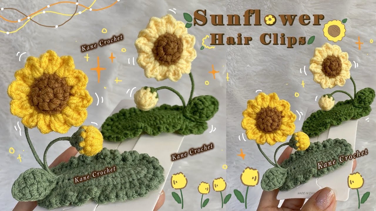 Crochet Sunflower Hair Clips Tutorial 🌻🌻 Crochet Hair Accessories - YouTube