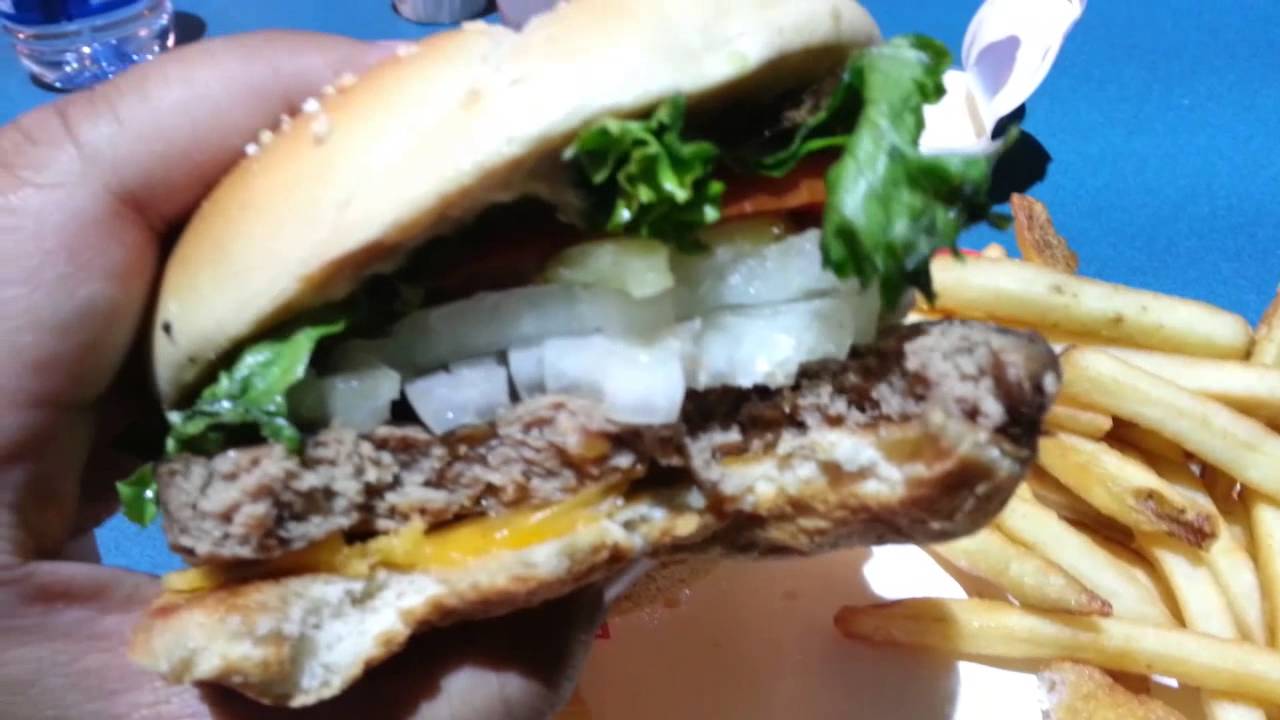 The Angus Burger with Fried Shrimp, and the Angus Cheeseburger with ...