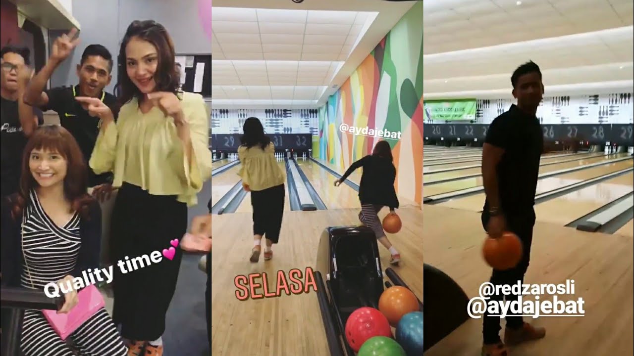 Ayda Jebat, Redza Rosli & Nadia Brian main bowling kat Wangsa Walk ...