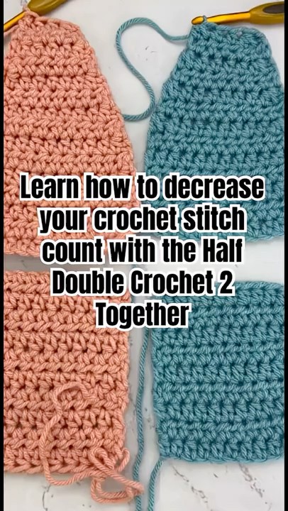 How to Half Double Crochet 2 Together (hdc2tog).Easy crochet decrease stitch tutorial for ...