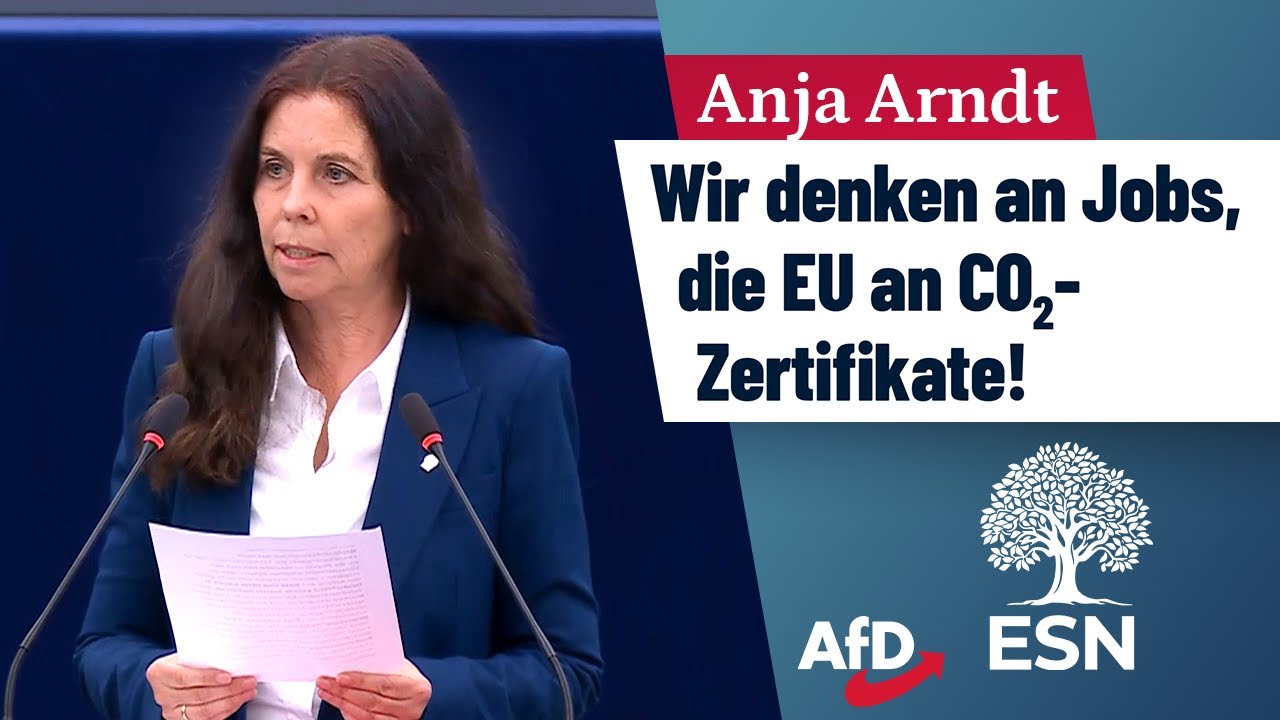 Wir denken an Jobs, die EU an CO₂-Zertifikate! – Anja Arndt (AfD) - YouTube