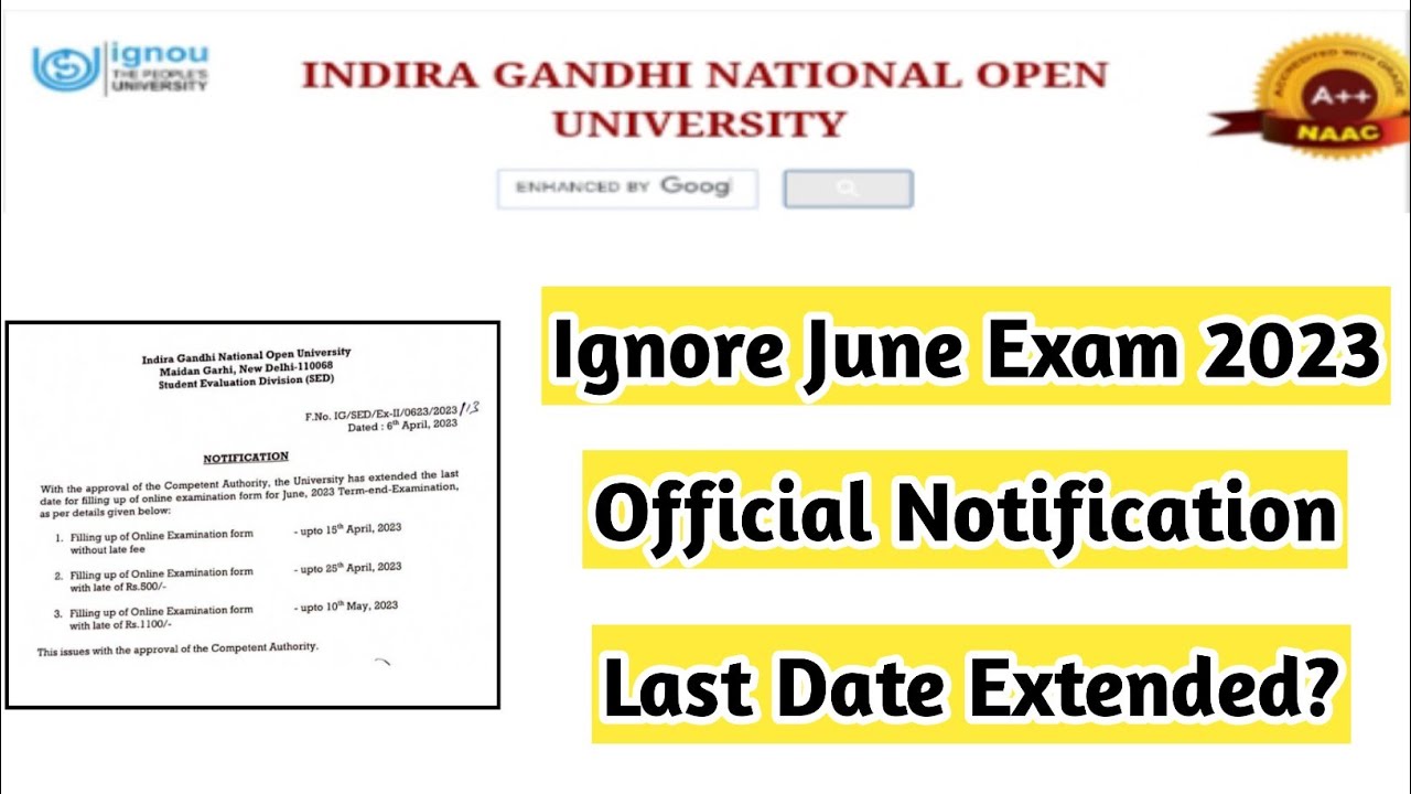 Ignou Official Notice For June Exam 2023 | Mister Ignou #ignou - YouTube