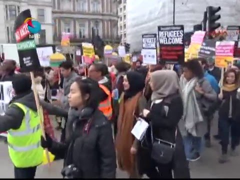 İngiltere’nin başkenti Londra’da mülteciler için dev gösteri