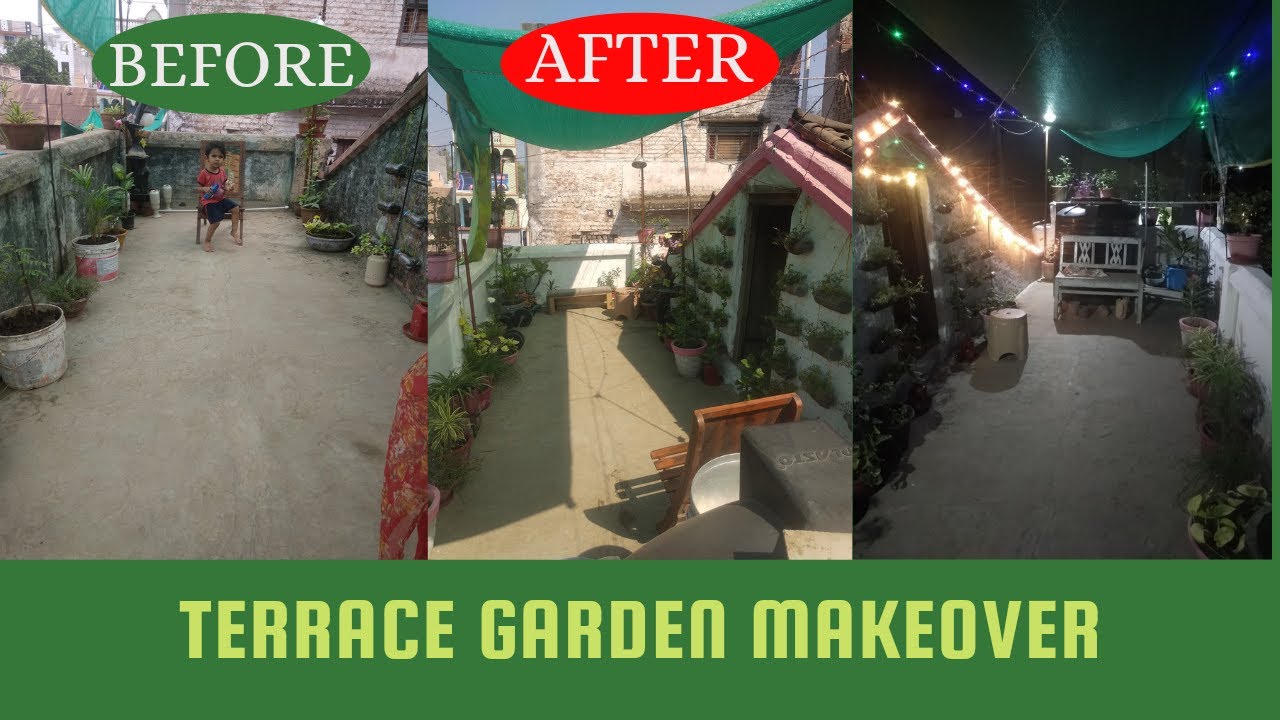 Rooftop Terrace Garden Transformation | Terrace Makeover | DIY Ideas ...