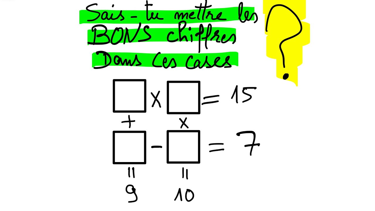 Exercice de réflexion mathématique - Quel valeur prendra chaque carré ...