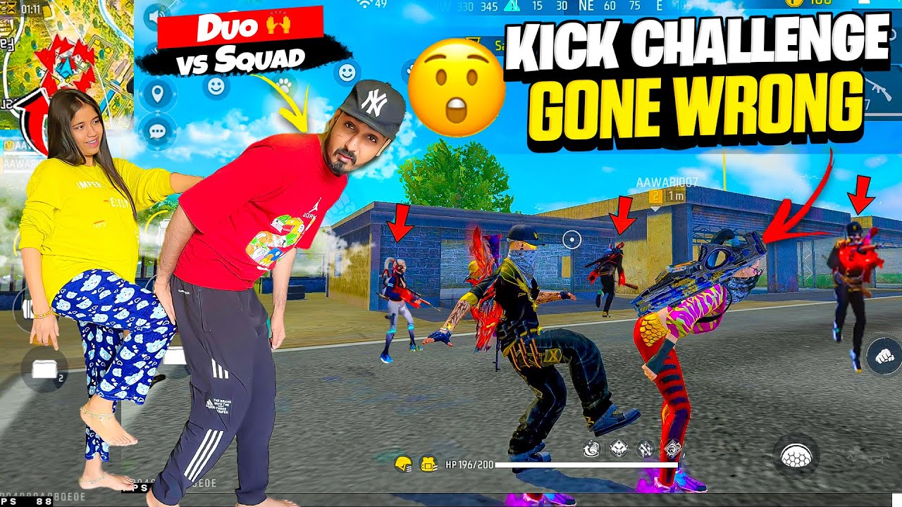 Kick Challenge Gone Wrong With Wife 😡 But इतनी जोर से लात मारा || Free Fire max - YouTube