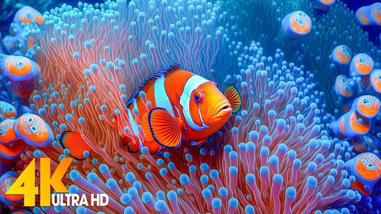 Ocean 4K 🌊 Beautiful Coral Reef Fish in Aquarium, Sea Animals for ...
