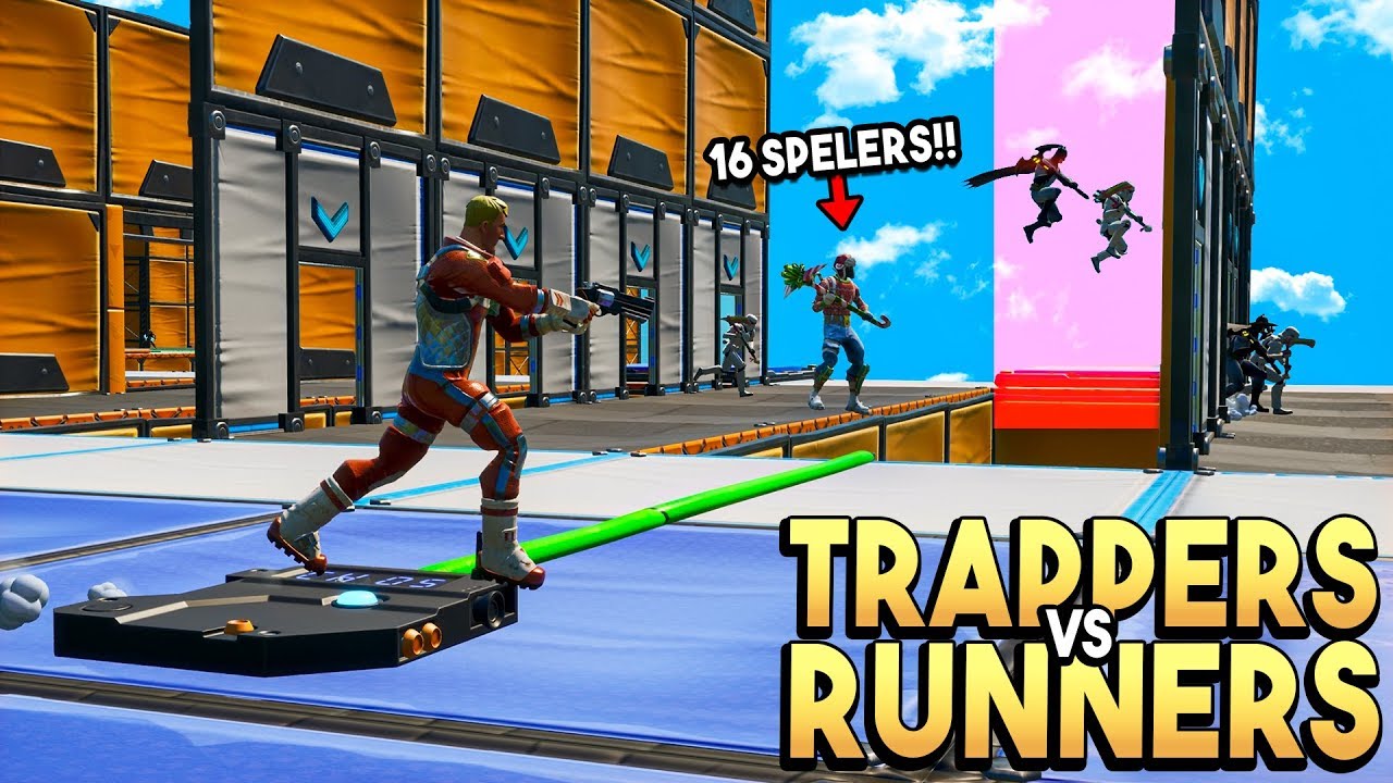 TRAPPERS VS RUNNERS met 16 SPELERS in Fortnite! - YouTube