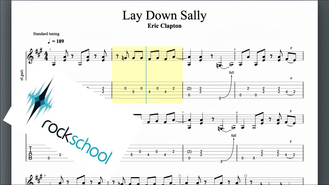 Lay Down Sally Rockschool Grade 5 Guitar - YouTube