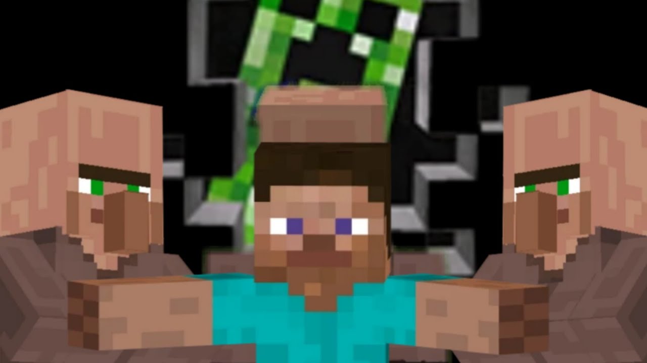 Steve build and village creeper Minecraft - YouTube