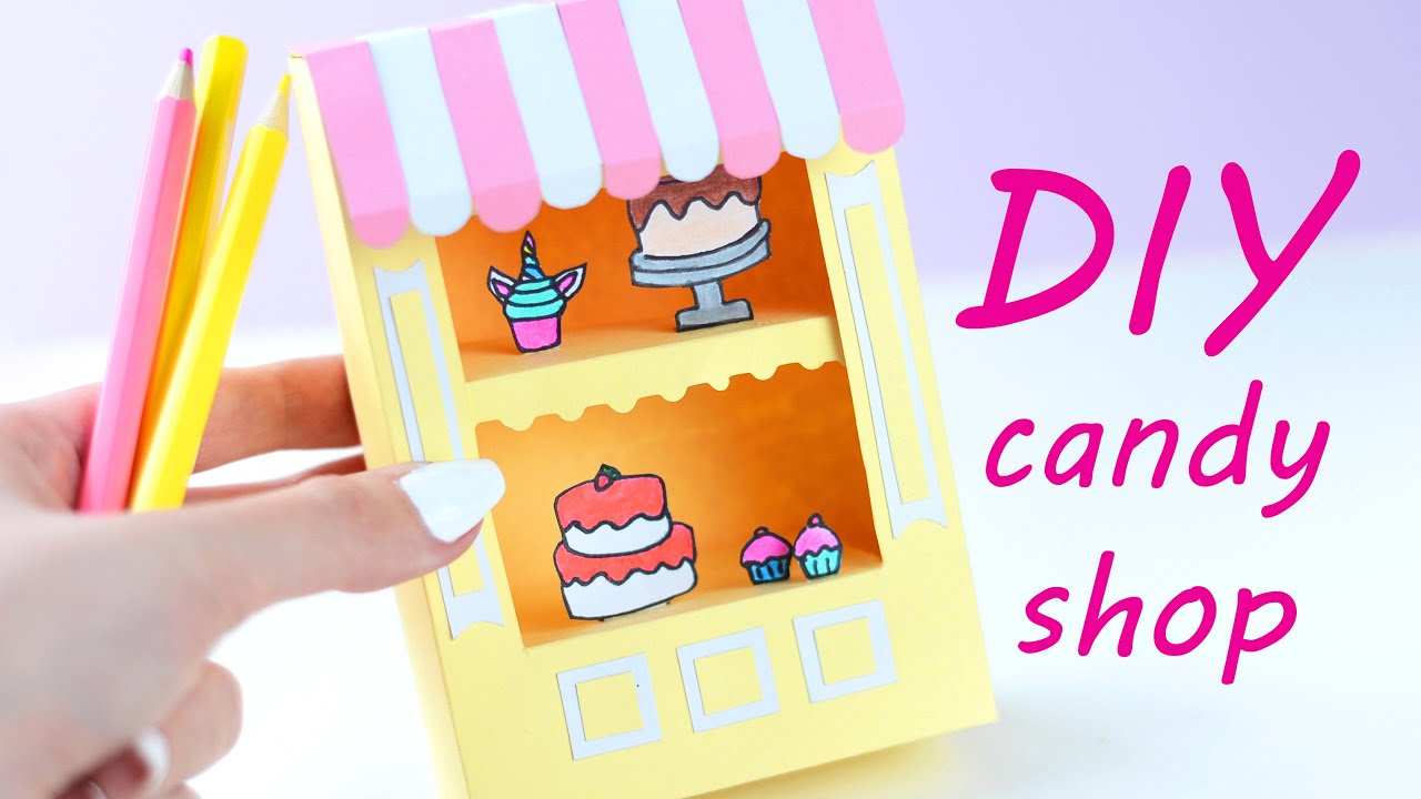 How to make shop diy | cute candy paper shop | shop with paper | paper ...