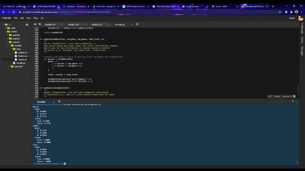 Harvard University CS50 AI Heredity Project - YouTube