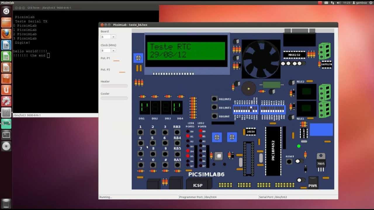 PicsimLab 0.5 board 6 - PICsim - PIC microcontroller simulator - YouTube