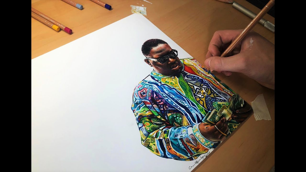 Drawing Notorious B.I.G with Colored Pencil - YouTube