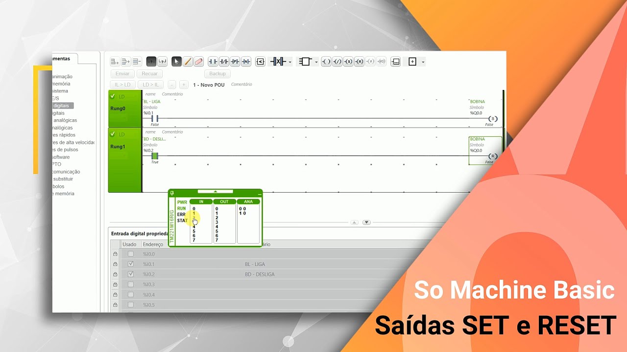 SoMachine Basic - Aula 05 - Saídas SET e RESET no CLP - YouTube
