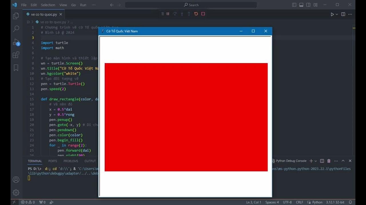 Vẽ cờ Tổ quốc Việt Nam bằng python - YouTube