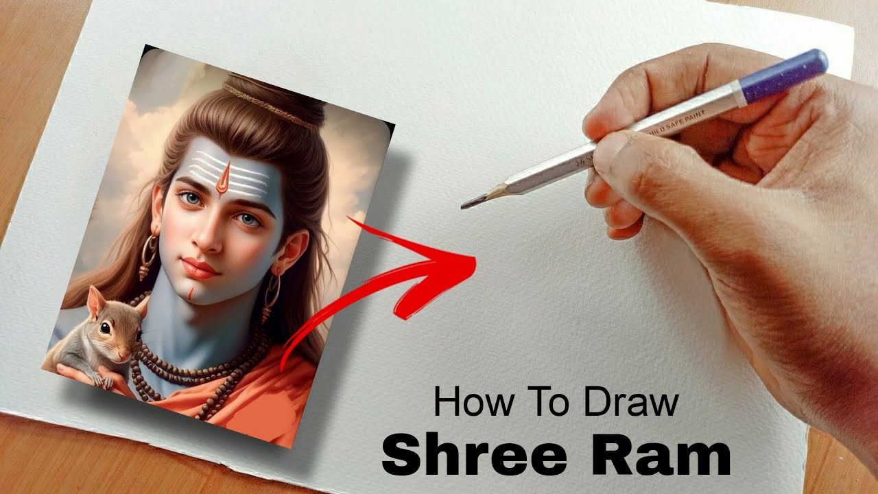 How To Draw Shri Ram ️| Shree Ram Drawing outline tutorial | Ram ji ...