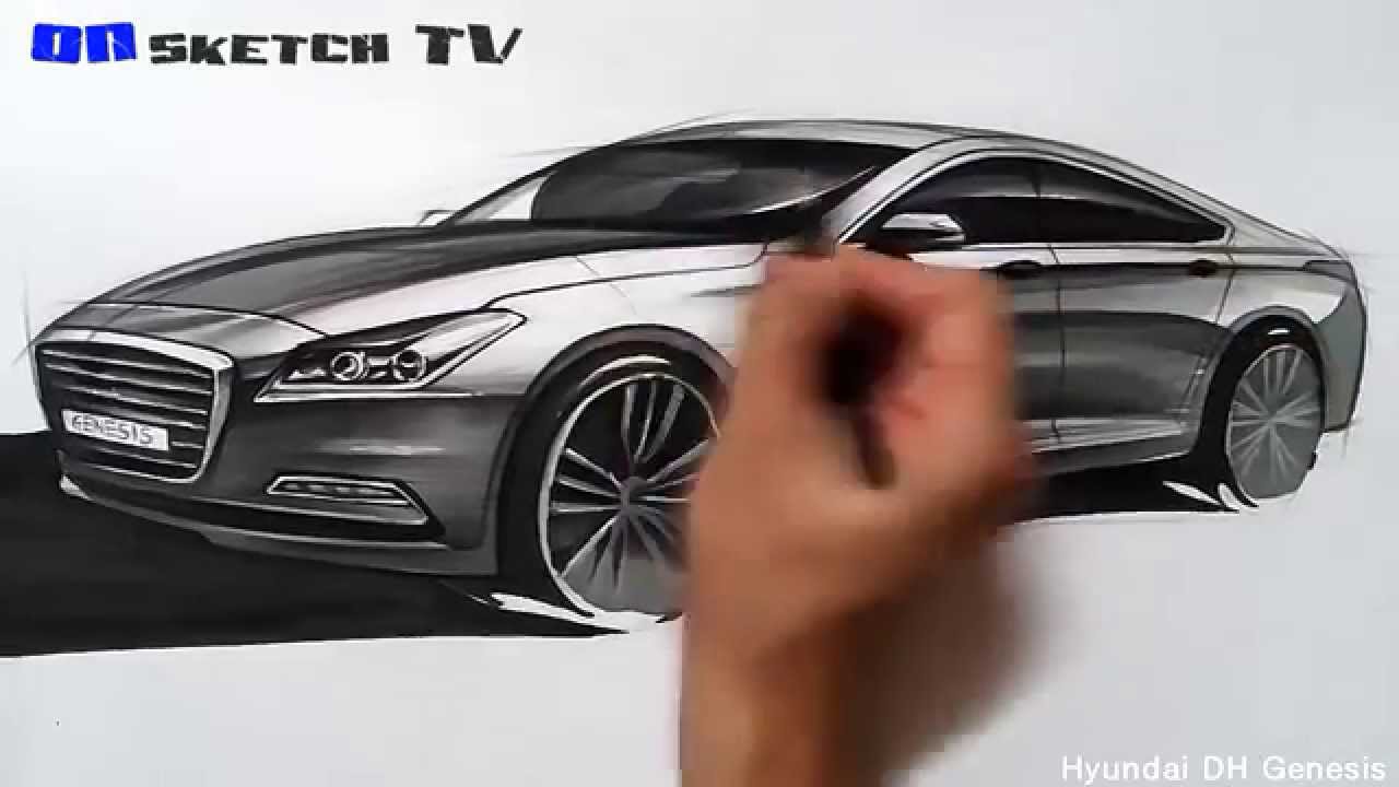 온스케치 TV Car Sketch - "Hyundai DH Genesis Sketch (Color Pencil+AD Marker ...