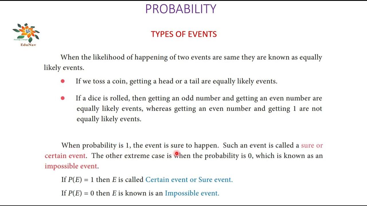 10 Types of Events, Probability, Class IX - YouTube