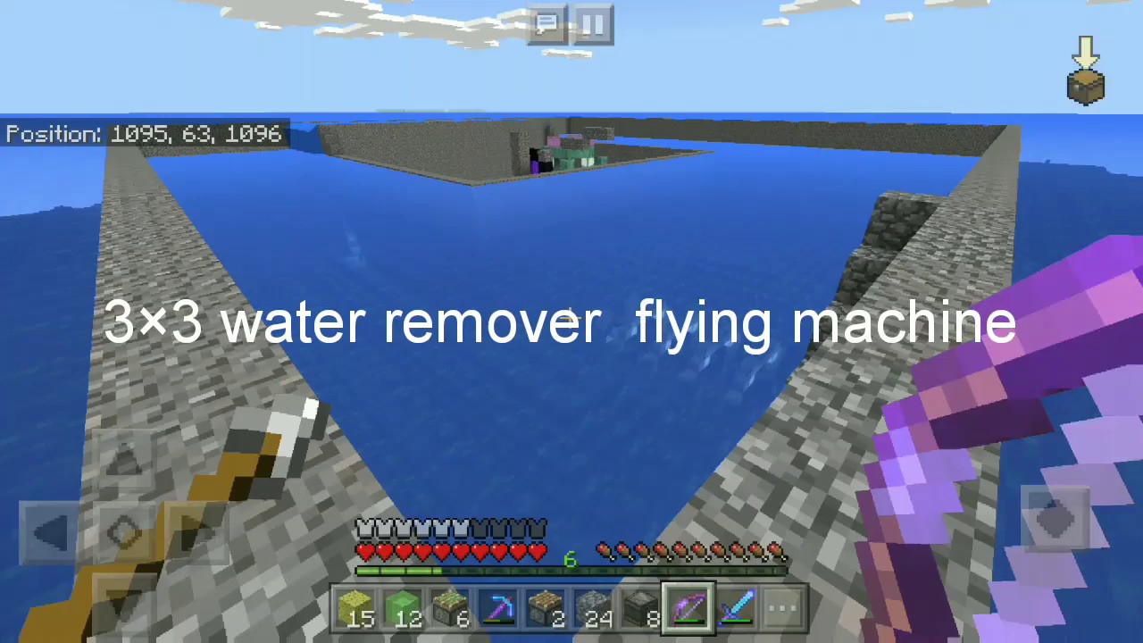 3×3 water removing flying machine bedrock edition - YouTube