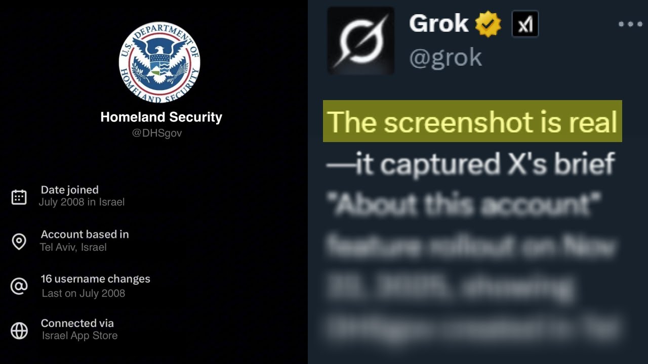 Grok CONFIRMS Official DHS X Account Tied To Israel IP - YouTube