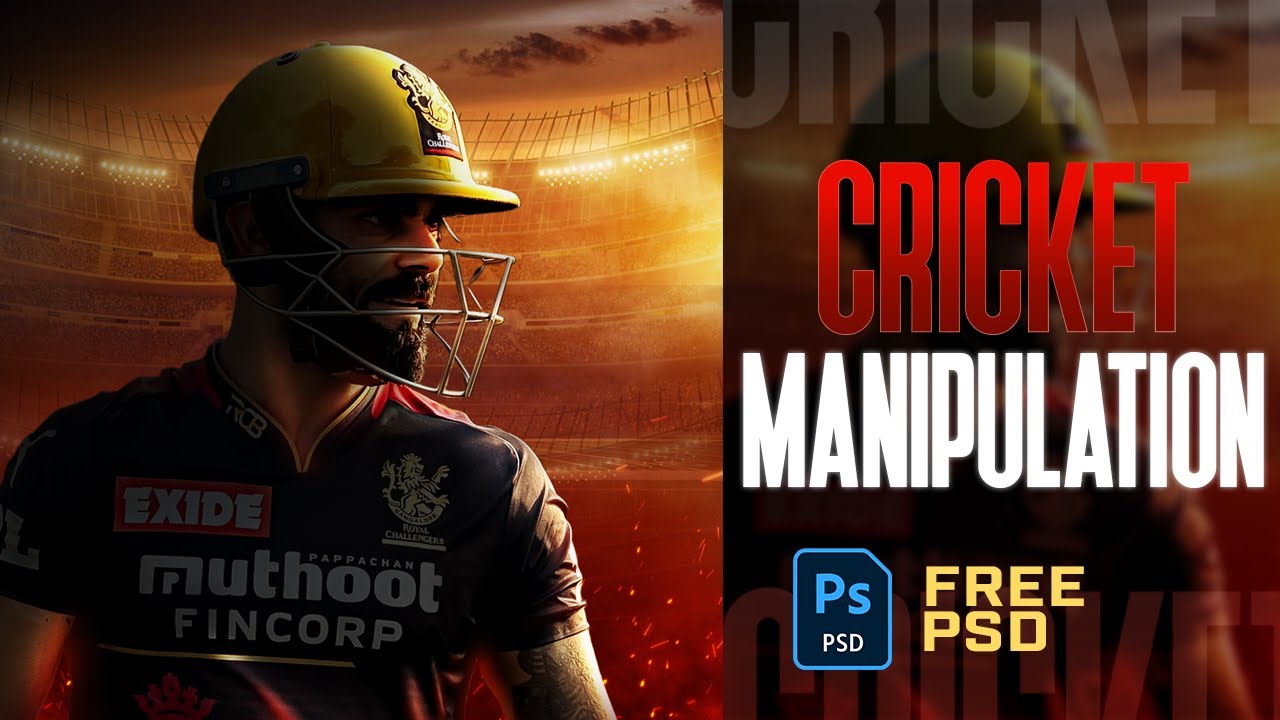 CRICKET MANIPULATION TUTORIAL | FREE PSD | Photoshop Tutorial - YouTube