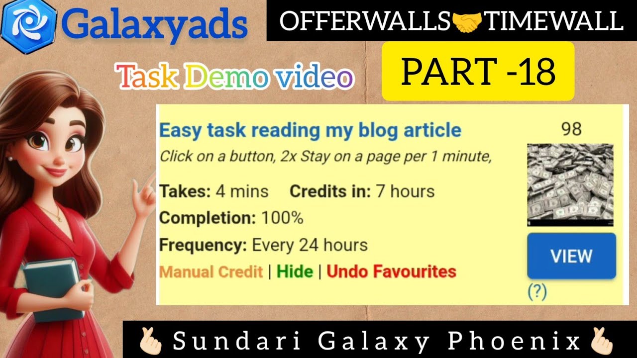 Galaxyads 👉Offerwalls 👉Timewall Task demo video PART -18( Easy task reading my blog article ...