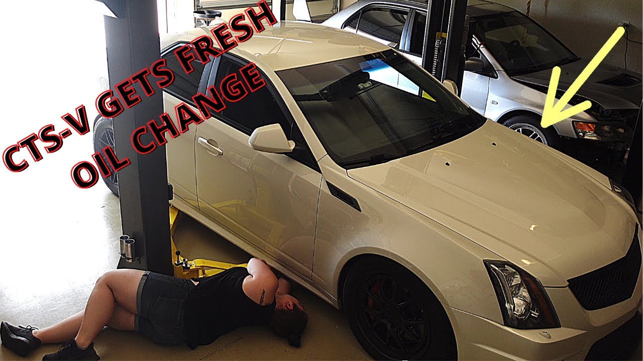 CTS-V Gets Fresh Oil Change! First time on Titan Lift! | Amanda Rae ...