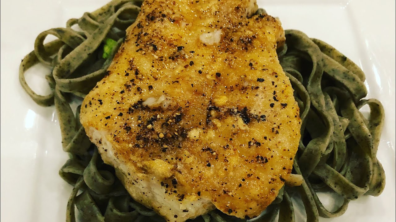 Pan Seared Flour Encrusted Lingcod Basted in Butter Topped on a Bed of ...