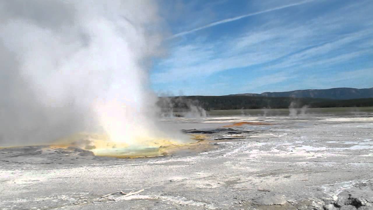 MVI_1612.MOV - Steaming ground and geyser in Yellowstone - YouTube